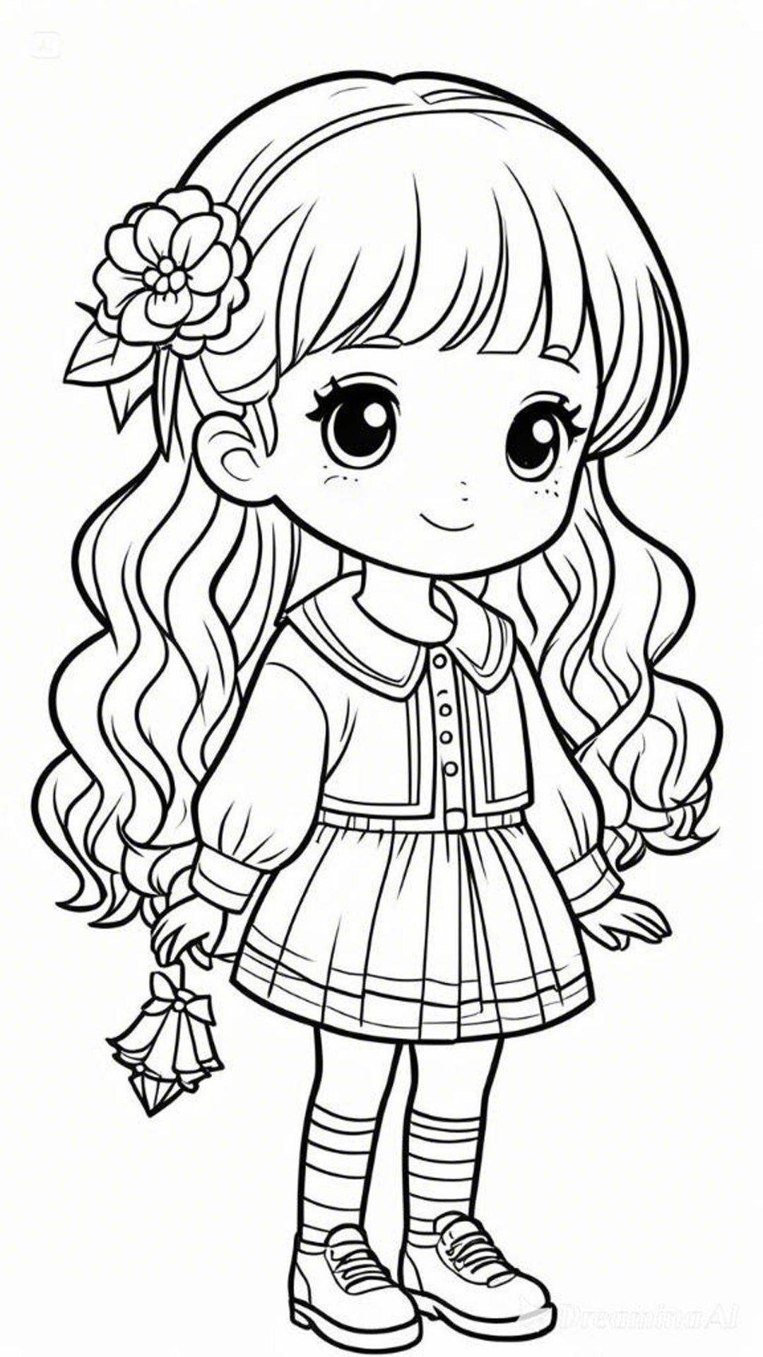 50 Cute Girls Art Coloring Pages – Fun and Relaxing Printable for Kids ...