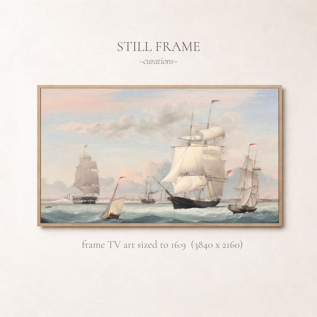 Vintage Nautical Seascape, Coastal Frame TV Art (digital Download 4K ...