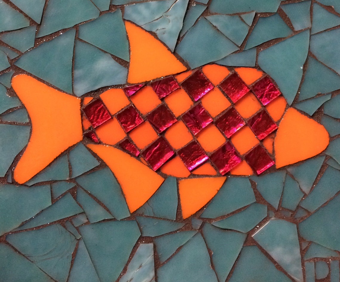 Stained Glass Mosaic Fish Carp Diem | Etsy