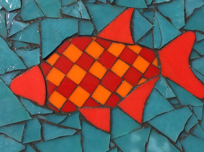 Stained Glass Mosaic Fish Carp Diem | Etsy