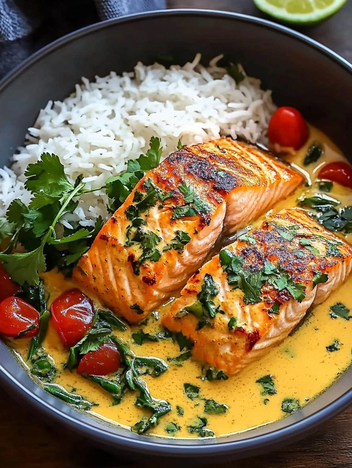 Best Recipe for Coconut Curry Salmon With Jasmine Rice Download. - Etsy
