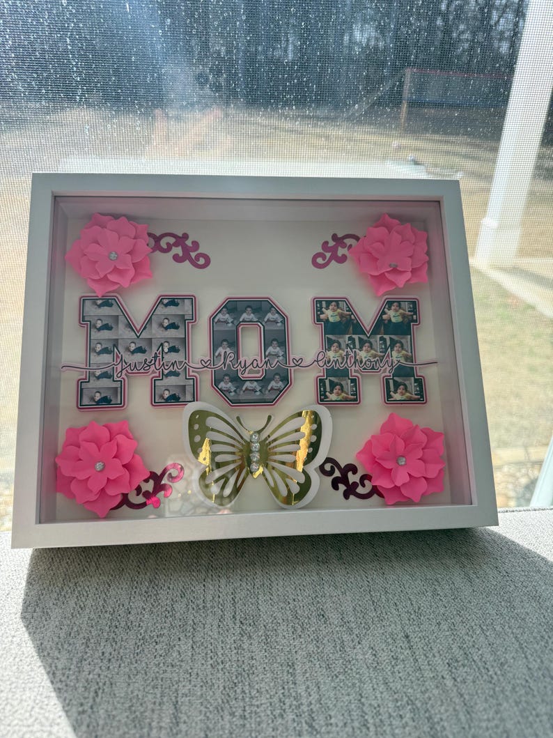 Shadow Box for Mom – Custom Photo Collage Gift With Flowers & Butterfly ...