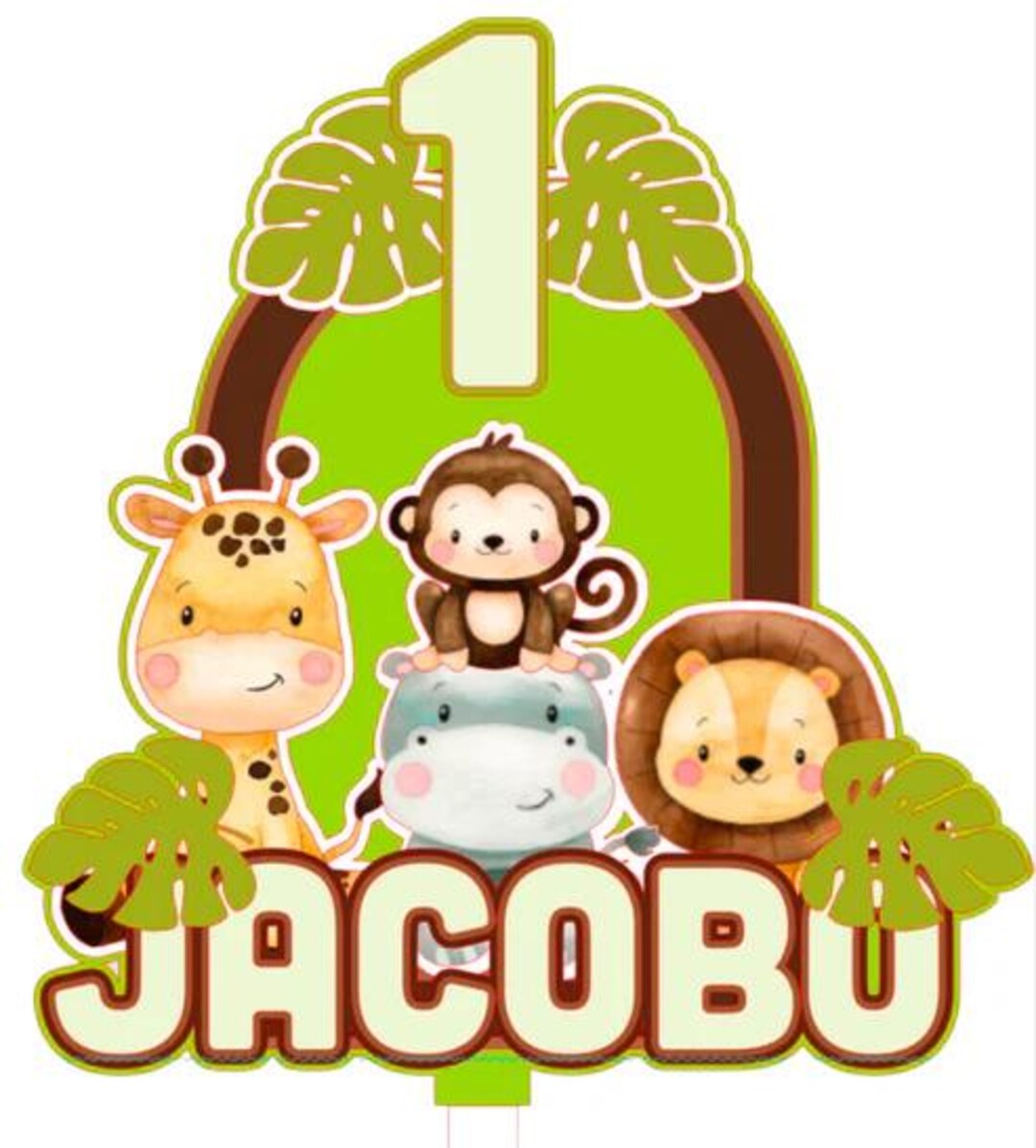 Safari Animals Cake Topper 3d Personalized - Etsy
