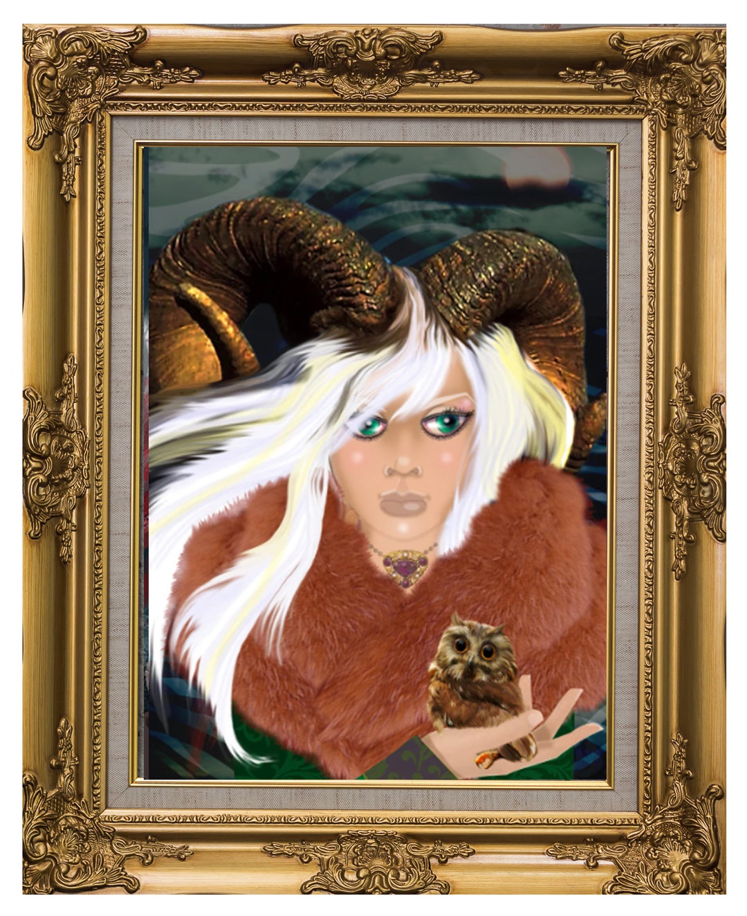 Pagan Female Art Antlered Goddess Artwork Woodland Goddess Art Wiccan ...