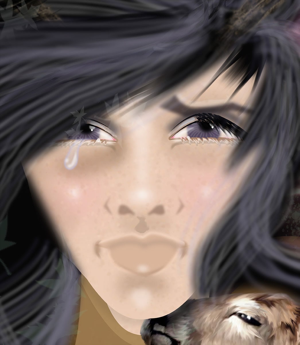 Nature Goddess With Antlers Protects a Sick Fawn Mystical - Etsy