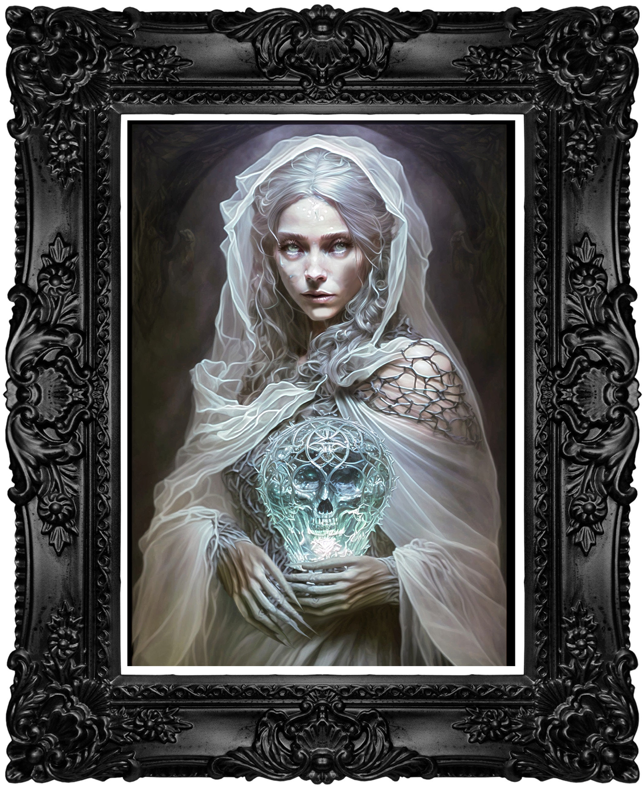 Sorceress Witch Art Print, Gothic Magic Portrait, Surreal Female Print ...