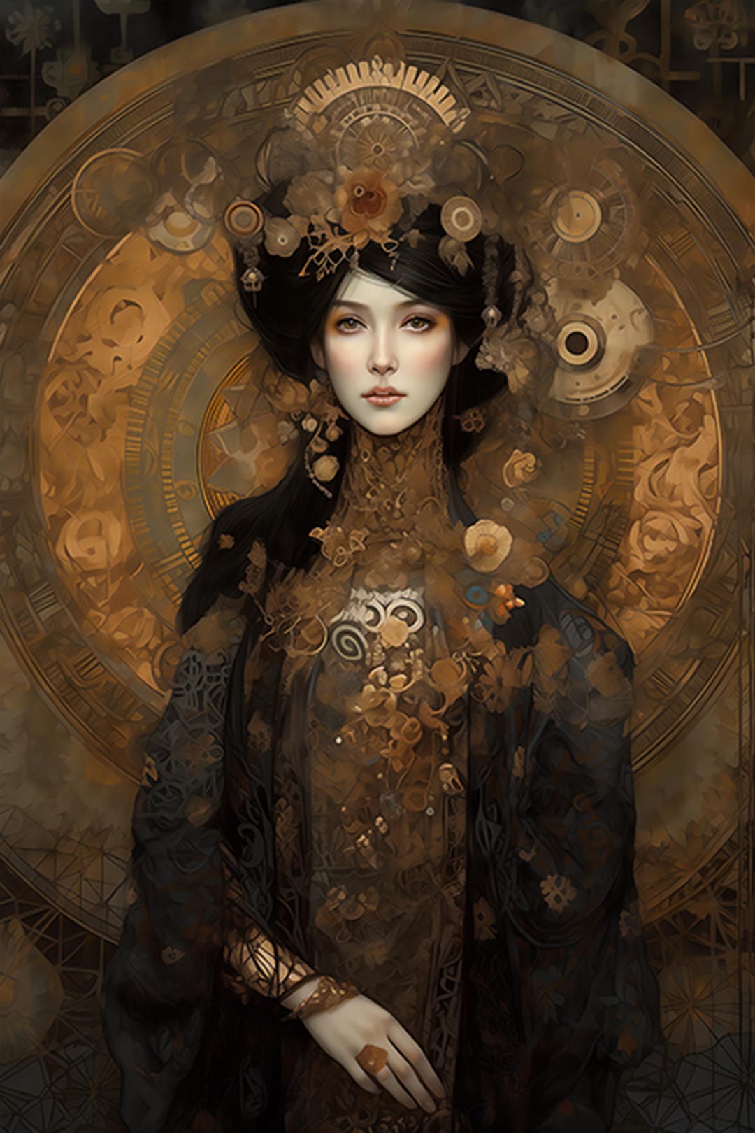 Dark Oracle Art Print: Gothic High Priestess Portrait (digital Download ...