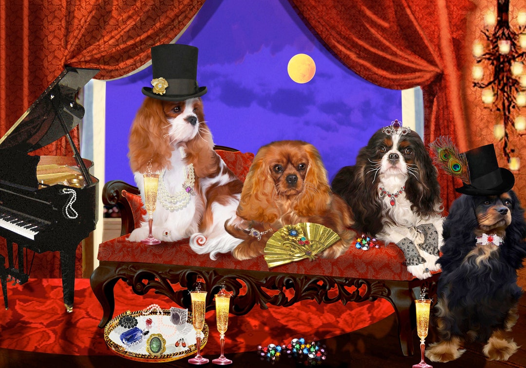 Cavalier Spaniel Art Cavalier Portrait Digital Cavalier Portrait ...