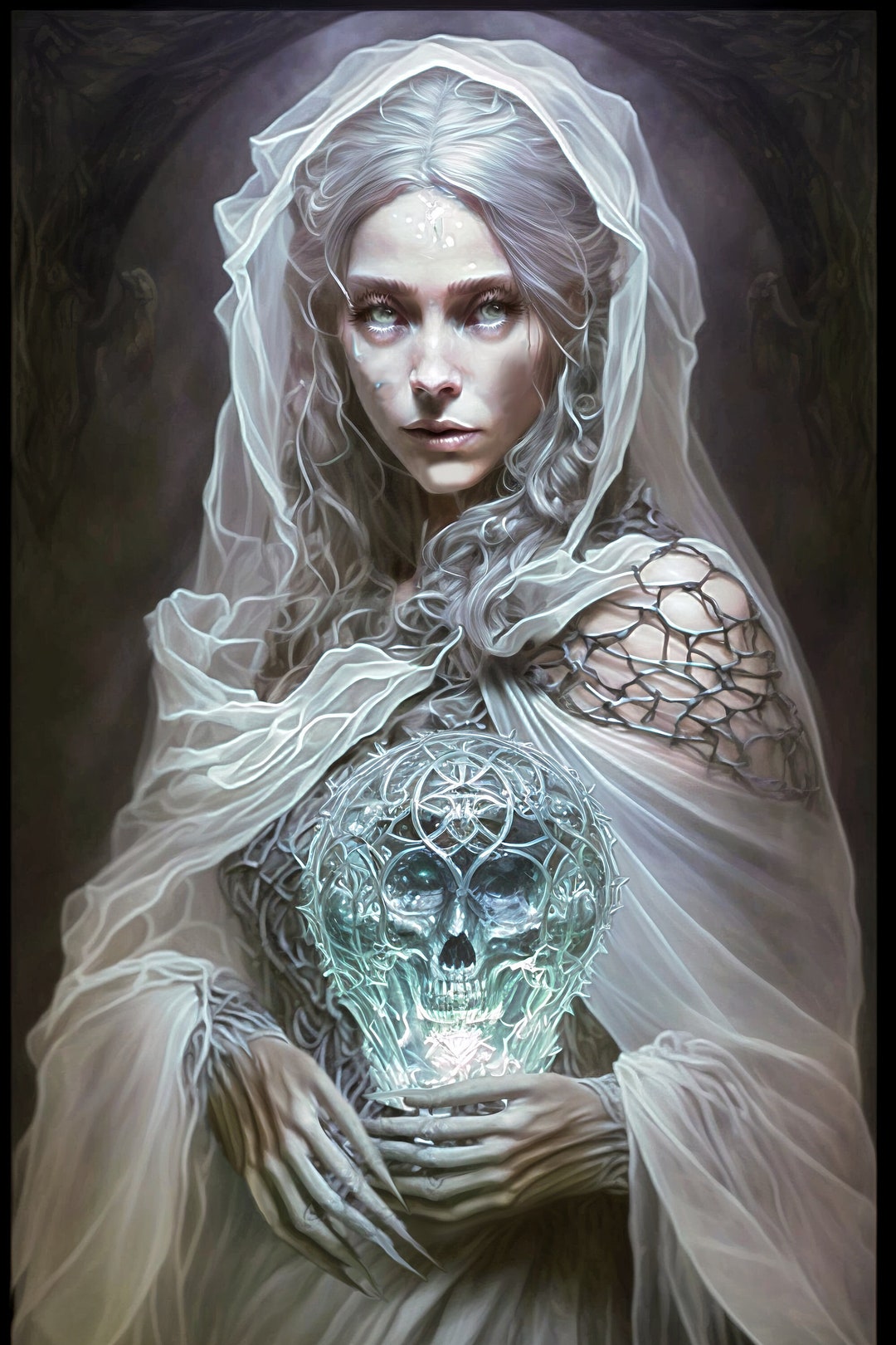 Sorceress Witch Art Print, Gothic Magic Portrait, Surreal Female Print ...