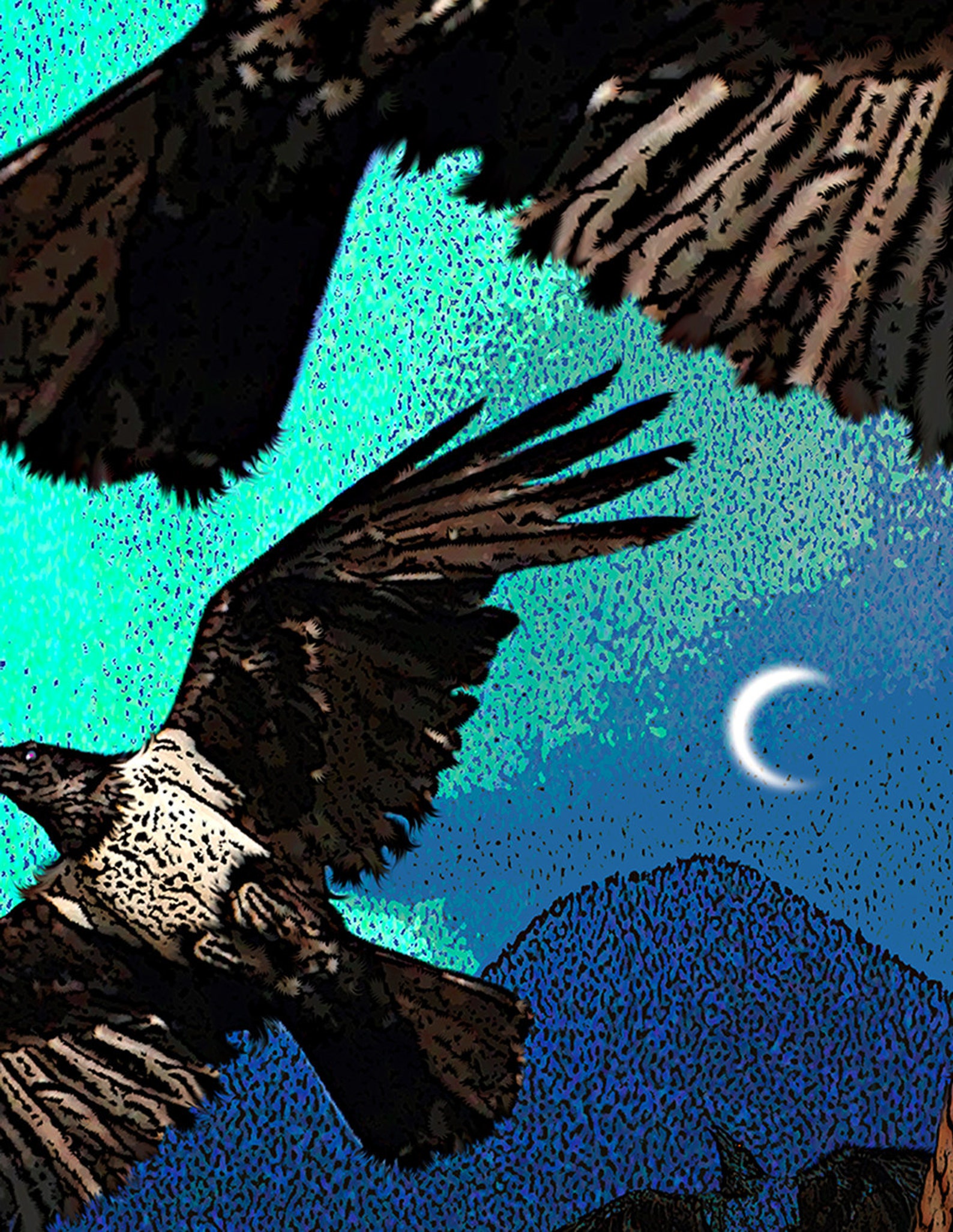 Dark Cowboy Art Print Cowboy With Black Hat With Crows and a - Etsy