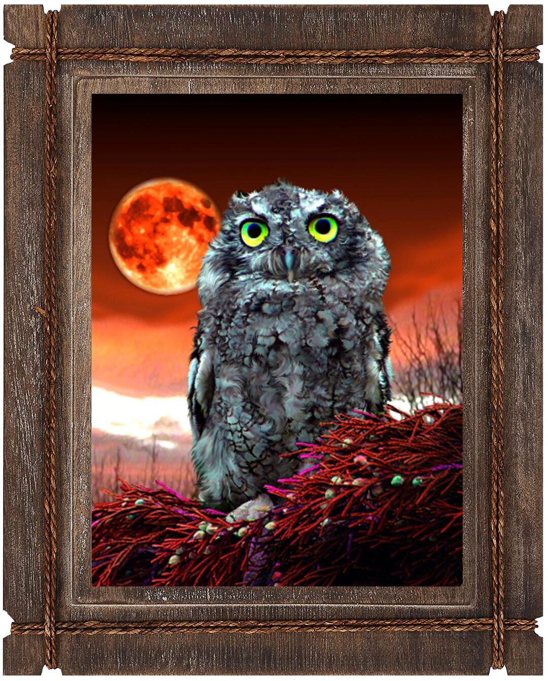 Canvas Gicleé Owl | Gothic Owl Print | Witchy Owl Print | Owl Print on ...