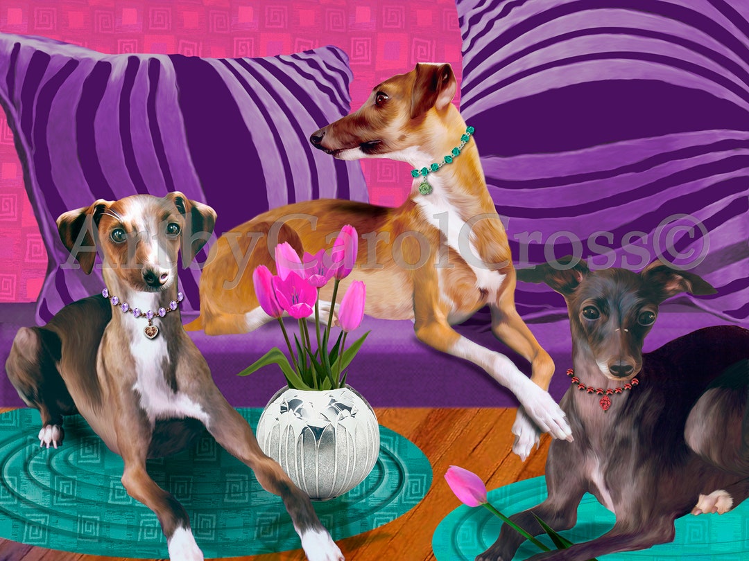 Arte de galgos - impresión de galgos - arte de galgos italianos ...