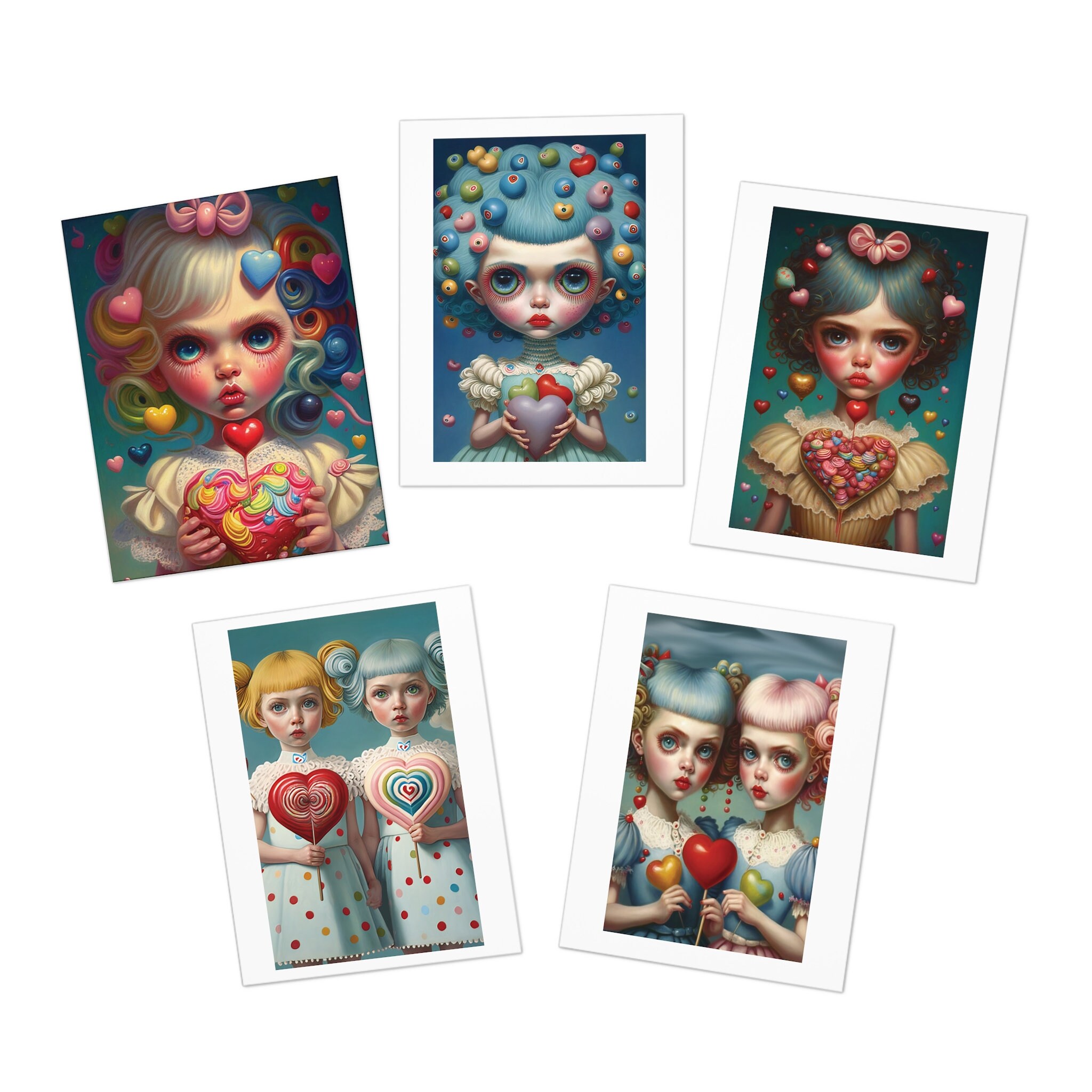 Candy Girl Pop Surreal Portraits Notecards Set - Whimsical Craft Supply ...