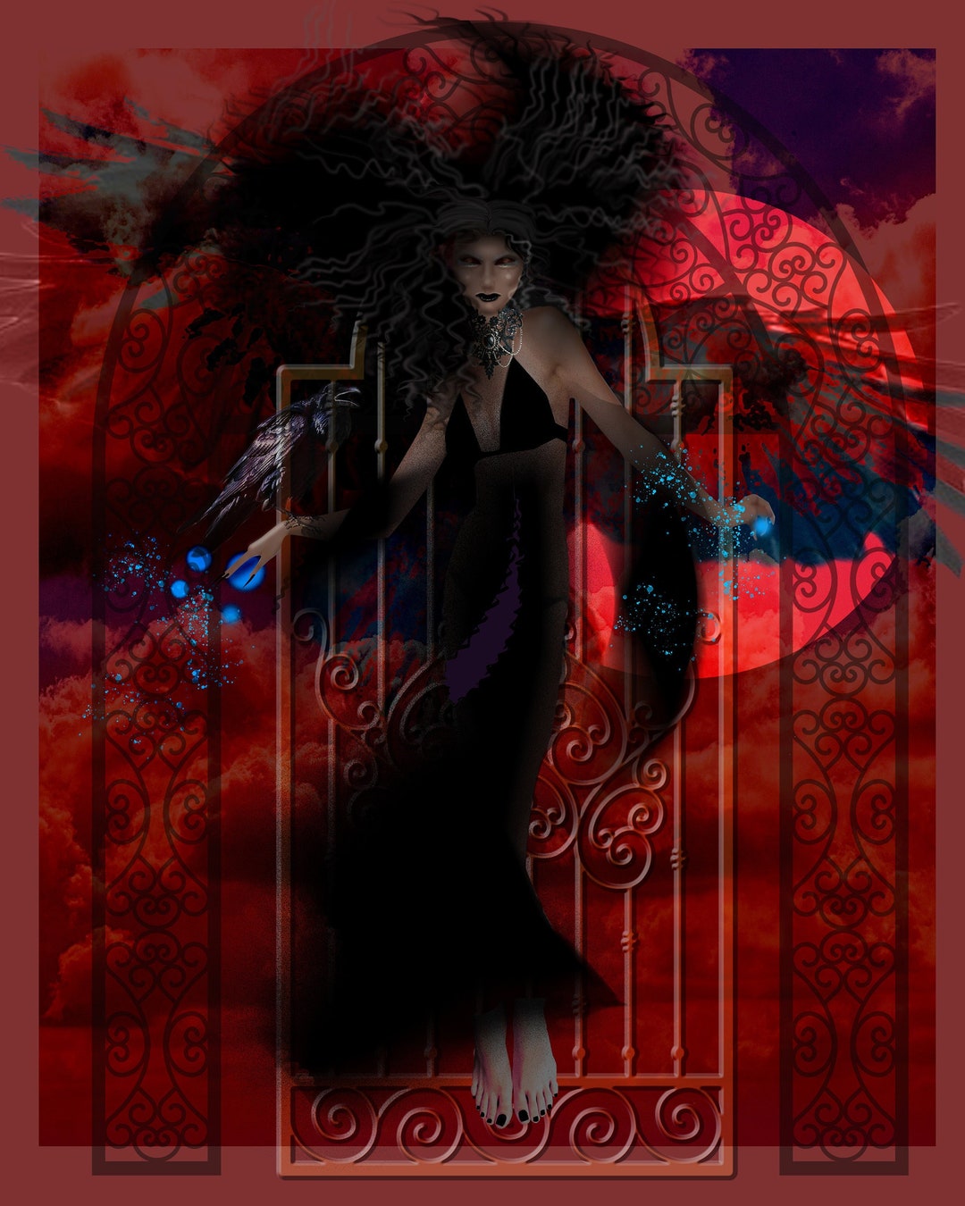 Raven Witch Print | Witch Legend Print | Mythical Witch Print | Raven ...