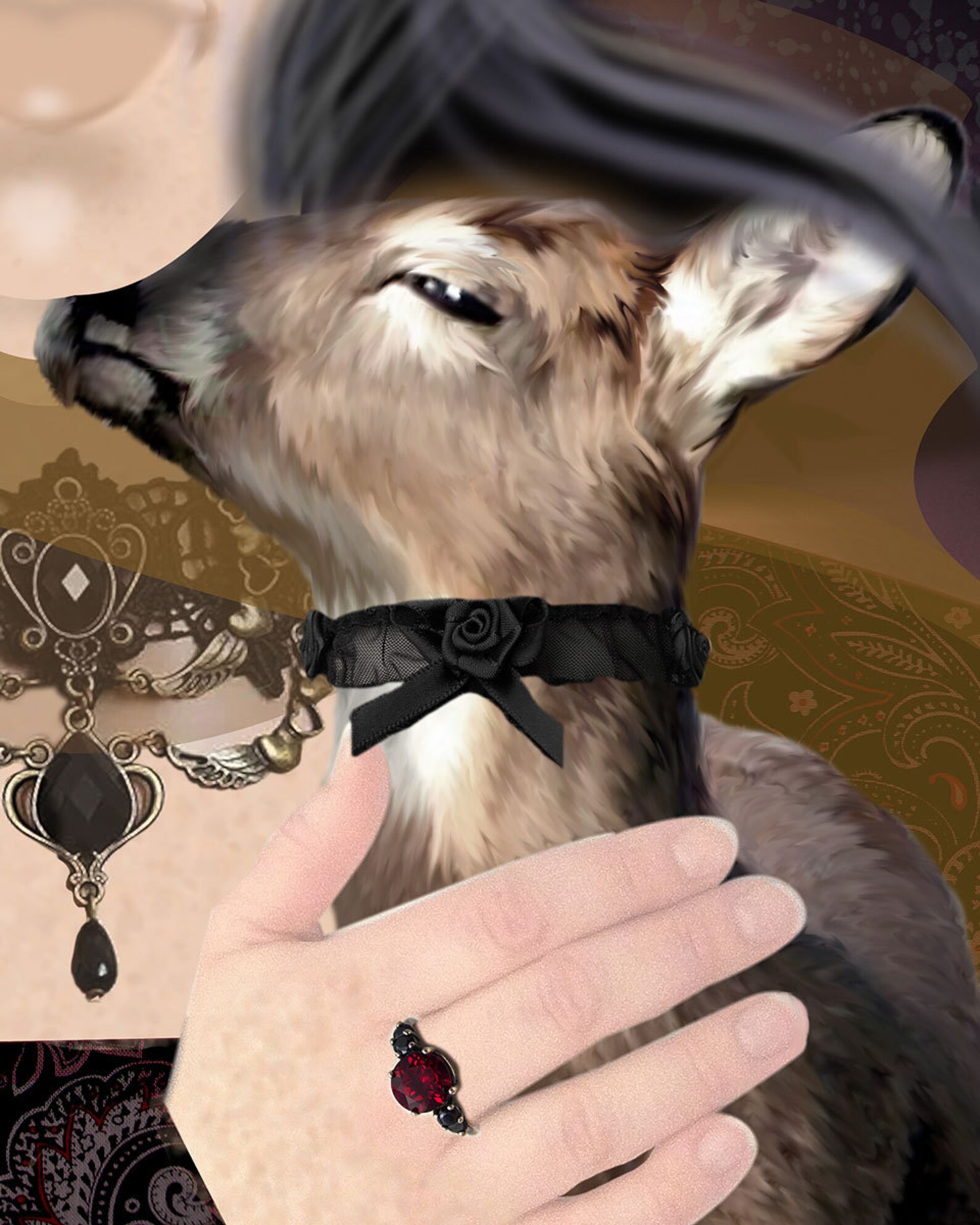 Nature Goddess With Antlers Protects a Sick Fawn Mystical - Etsy