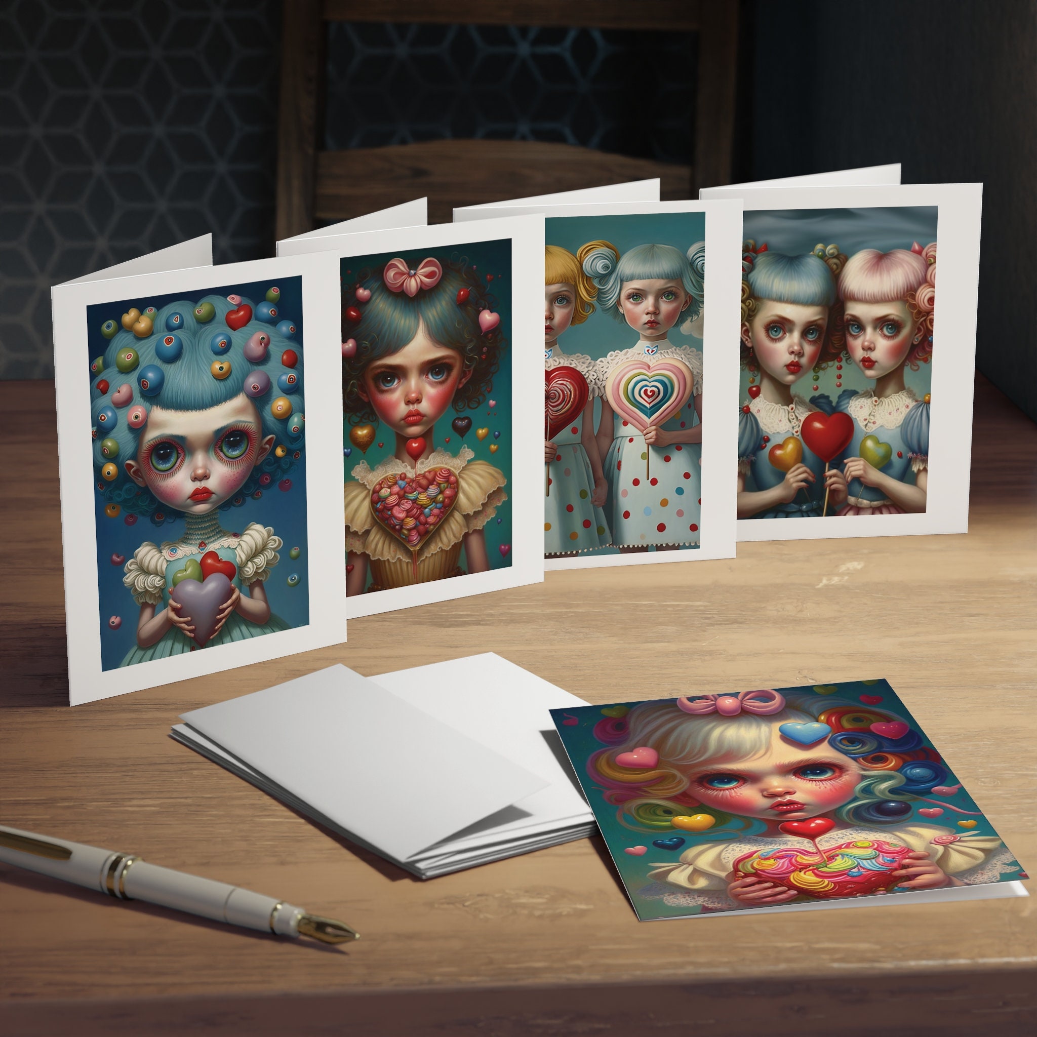Candy Girl Pop Surreal Portraits Notecards Set - Whimsical Craft Supply ...