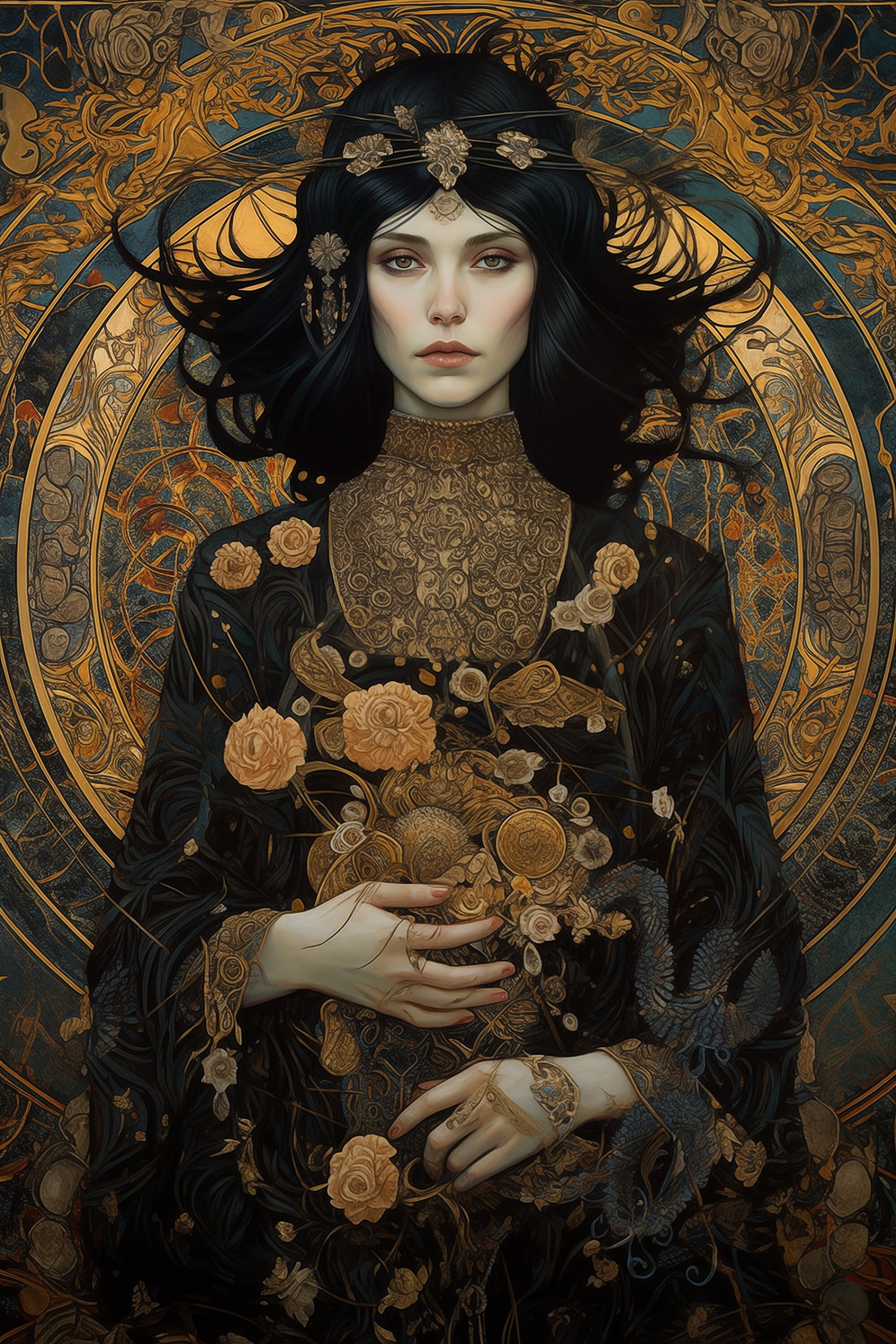 Dark Oracle Art Nouveau Giclée Print, Magic Female Portrait - Etsy