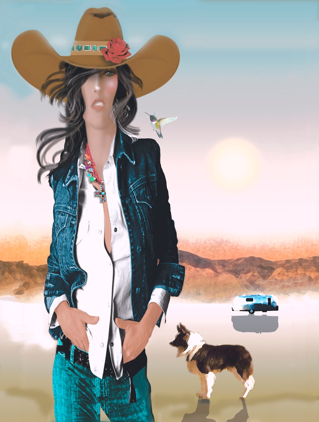 Western Art Portrait Cowgirl Artwork - Etsy