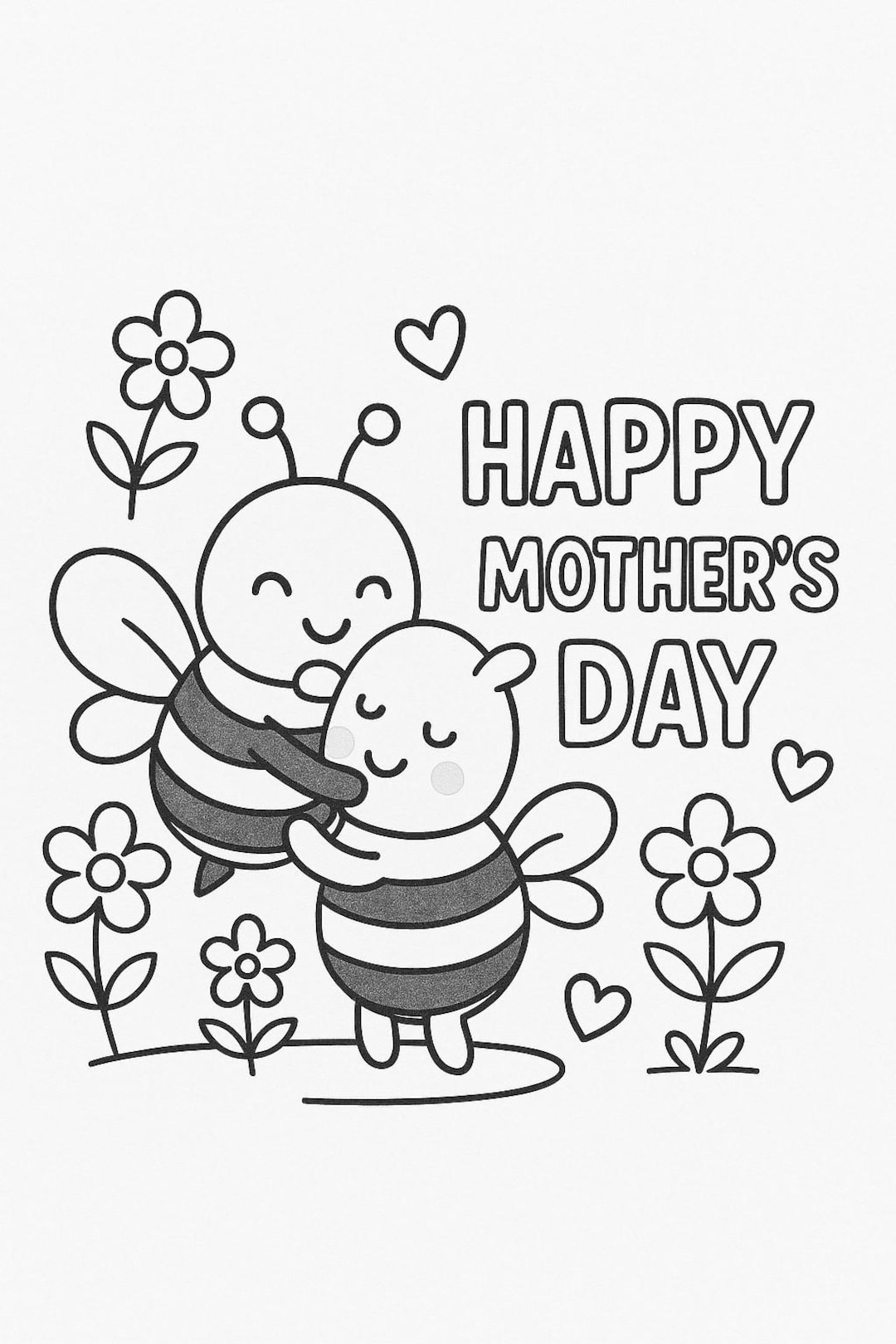 Bee Happy Mother's Day - Colouring in Page! - Etsy