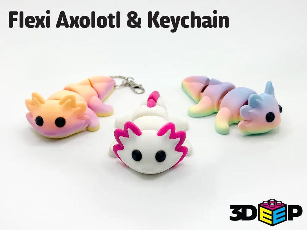Flexible Axolotl Keychain: Cute Amphibian Charm for Bags, Backpacks ...