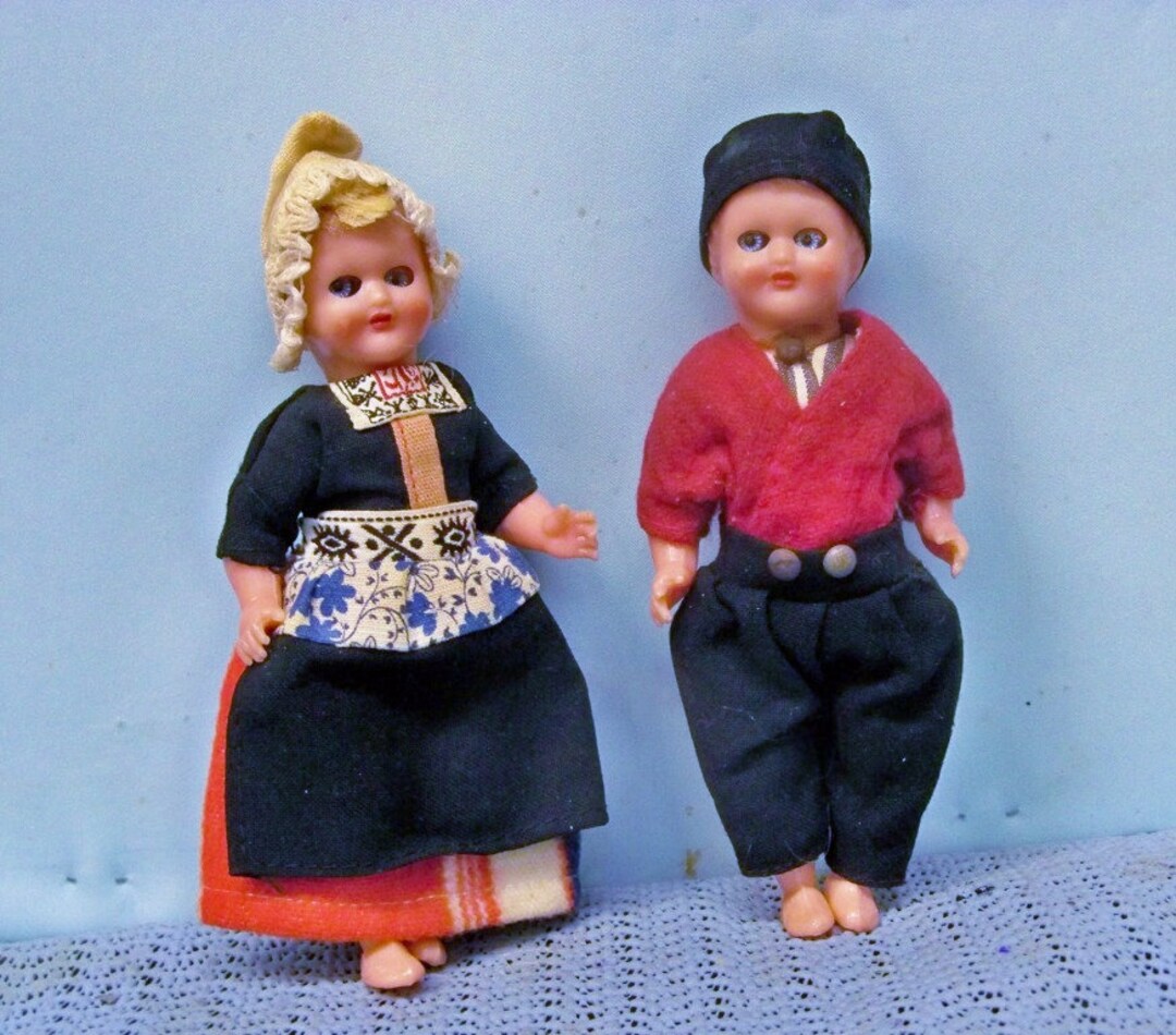 Vintage Dutch Boy & Girl Doll ~ 5" Jointed Doll Dressed ~ Sleep Eyes ...