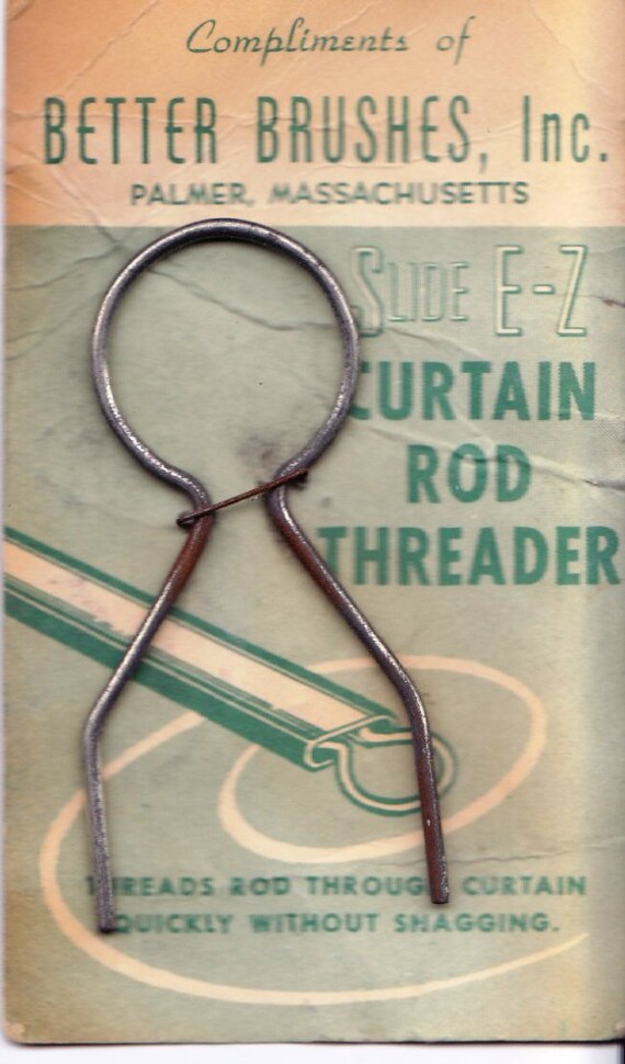 Vintage Curtain Rod Threader Slide EZ No Snagging Better Brushes Inc USA On Original Hang Tag