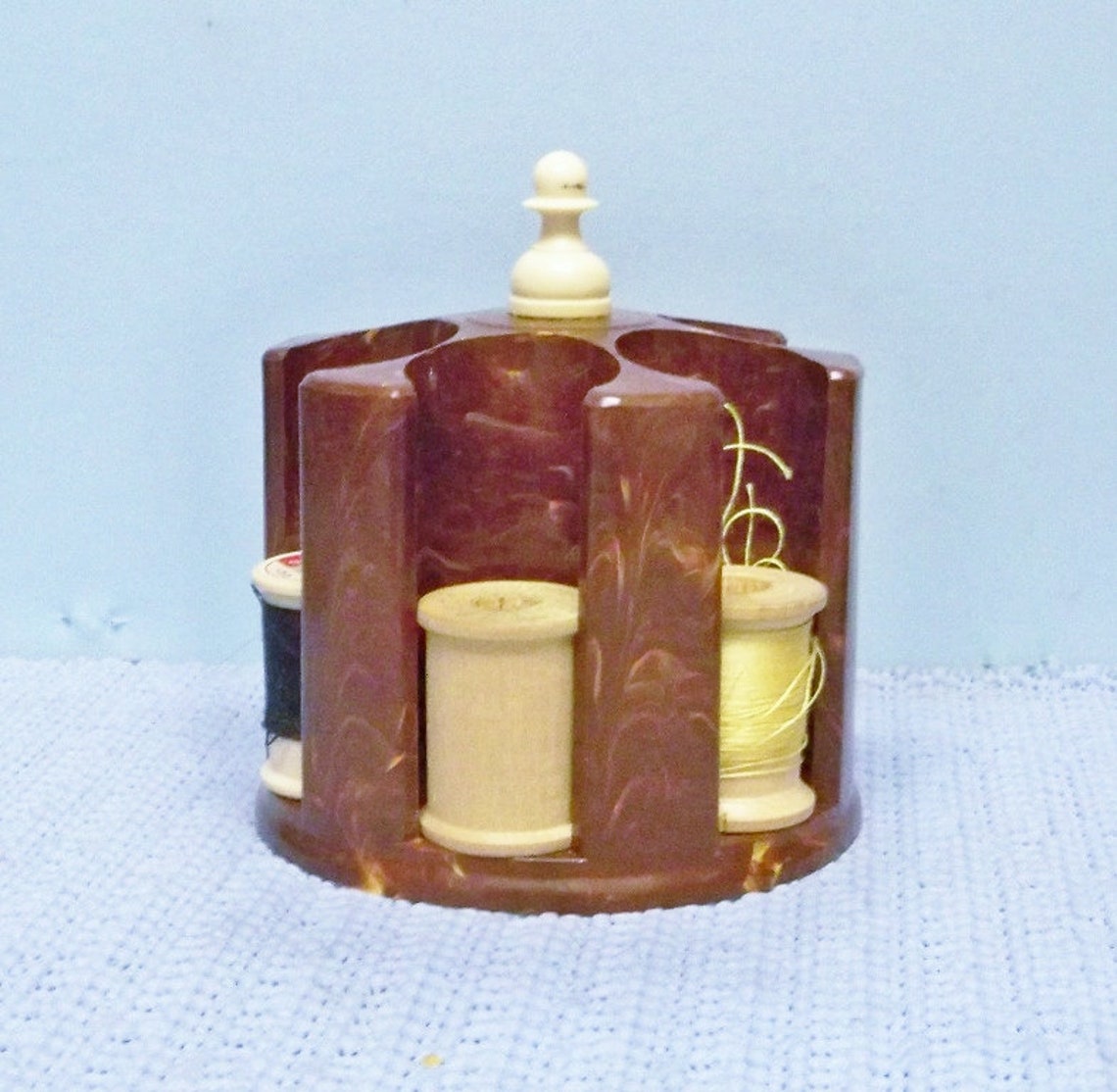 Vintage Celluloid Plastic Thread Holder 6 Pocket Spool Caddy - Etsy