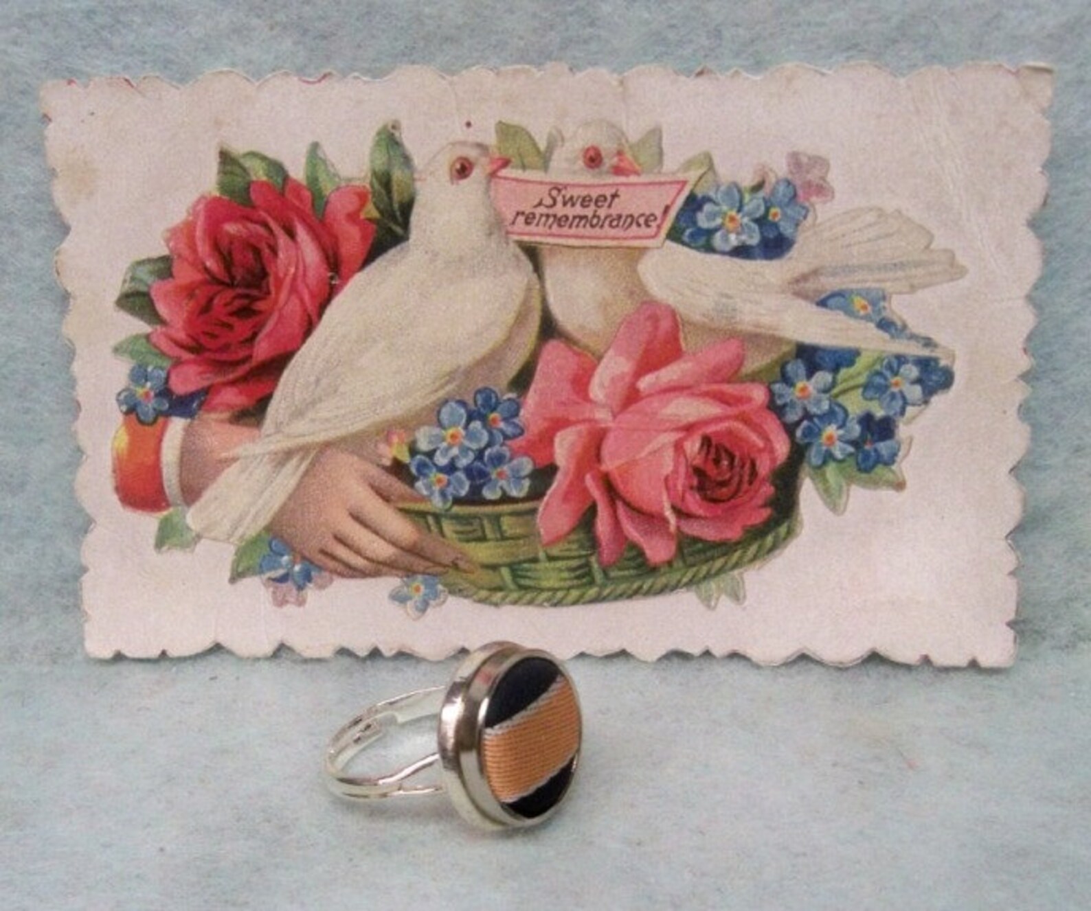 Striped Satin Fabric Ring Artisan Made Gold Black Stripe | Etsy