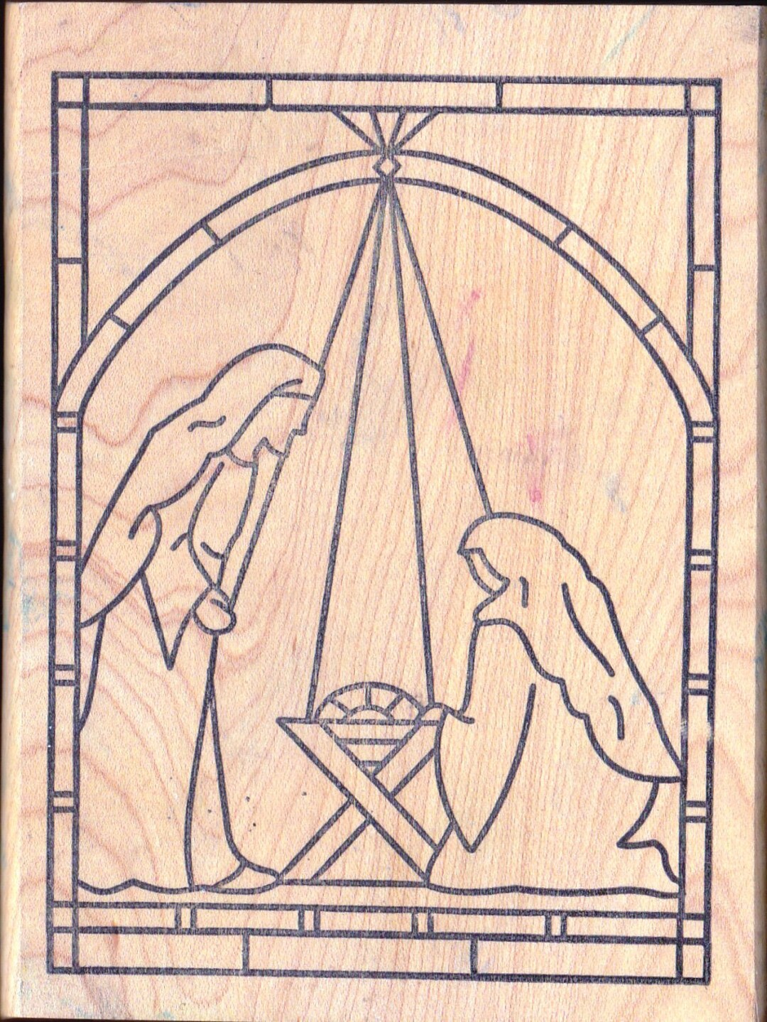 Biblical Impressions Wood Block Rubber Stamp Mary Joseph & Baby Jesus ...