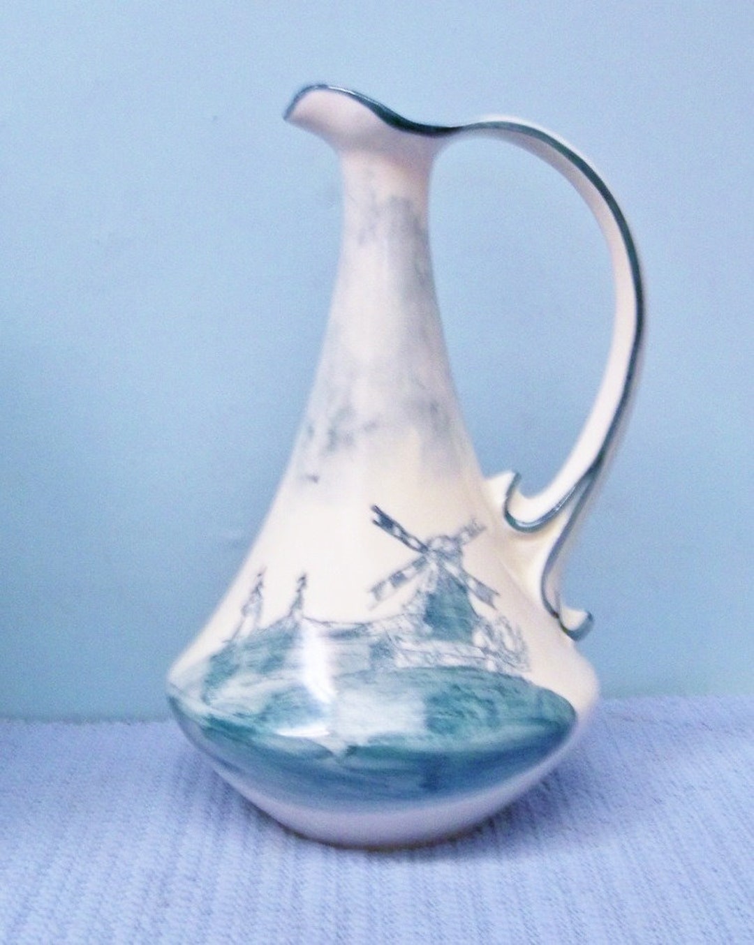 Antique Blue Delft Decanter ~ Windmill and Sailboat Scene Pitcher ...