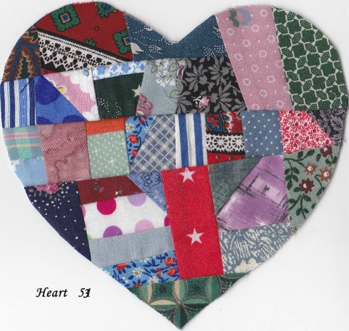 One Fabric Pieced Crazy Quilt Heart Appliqué 5 1/2 - Etsy