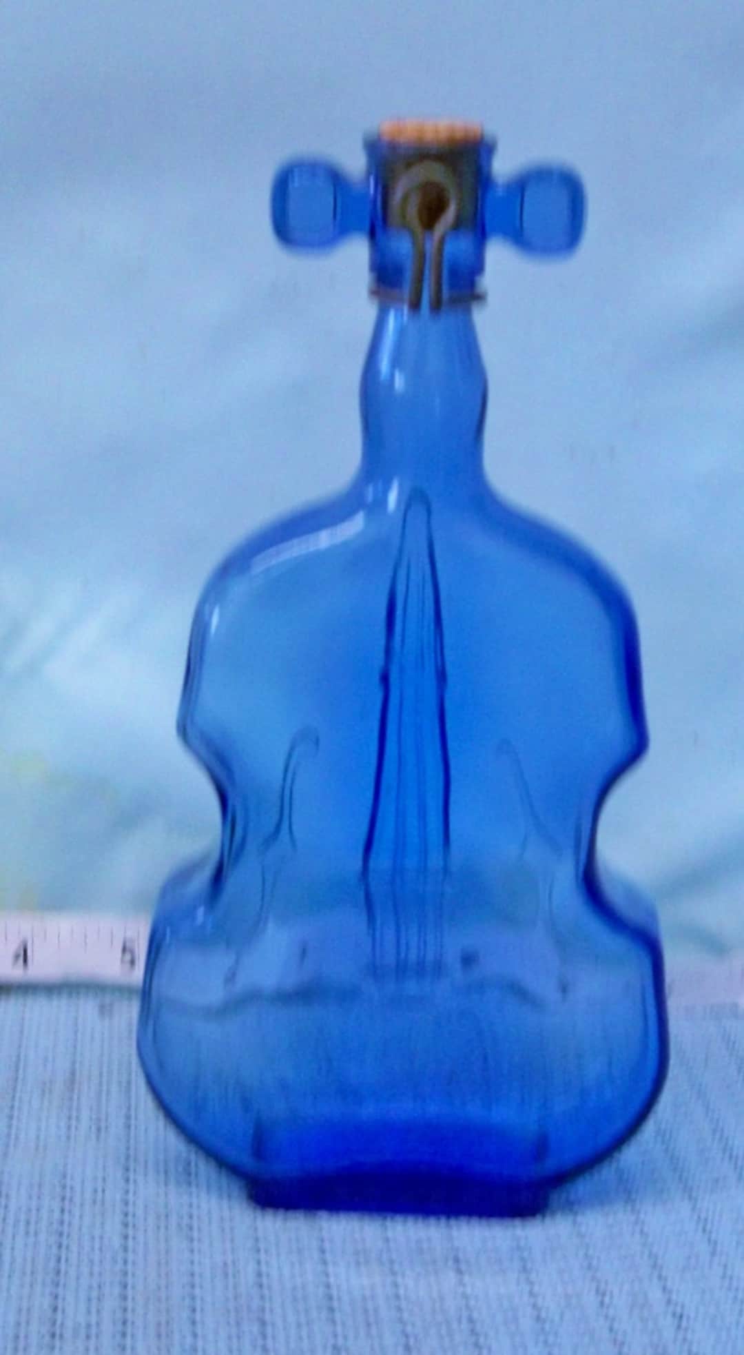 Vintage Cobalt Blue Glass Cello ~ Violin Bottle ~ Free Standing Table ...