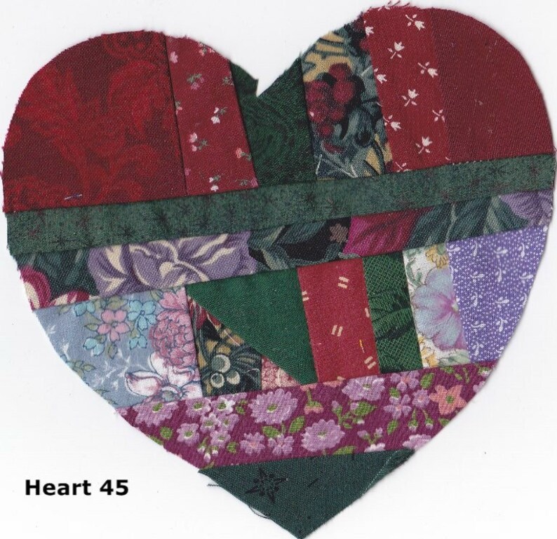 One Crazy Quilt Pieced Heart Appliqué 6 Inch Hand Made Scrap - Etsy