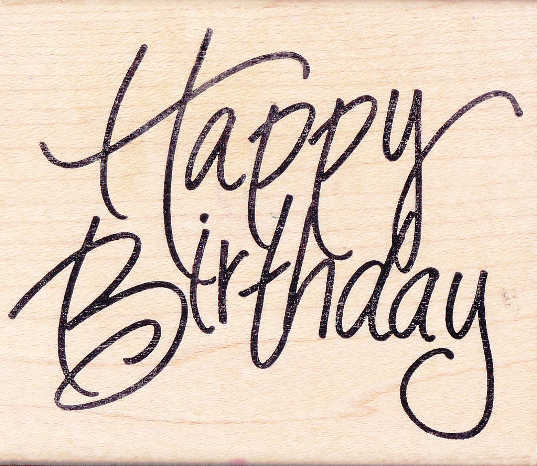 Happy Birthday Wood Block Rubber Stamp Imprint Gently Used - Etsy