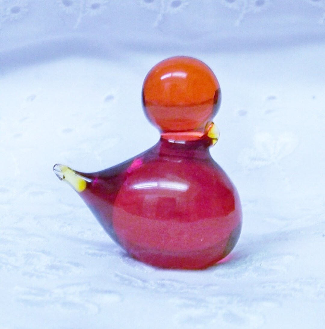 Vintage Miniature 1 1/2 Red Glass Bird Figurine Hand Blown OOAK Mint - Etsy