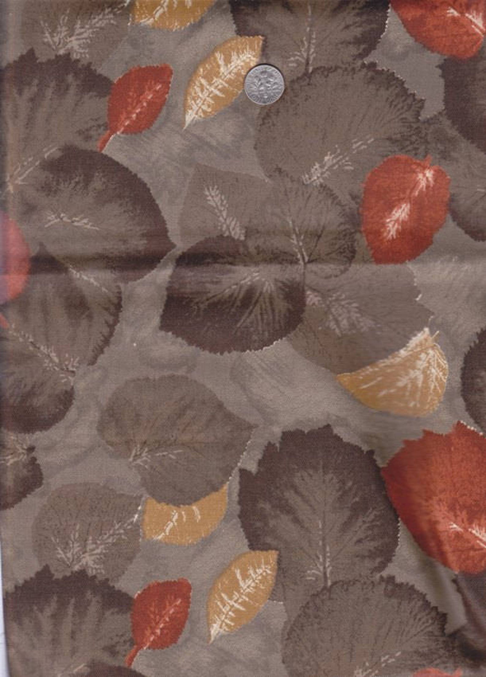 Olive Green Rust Gold Leaves on Grey Background Cotton - Etsy