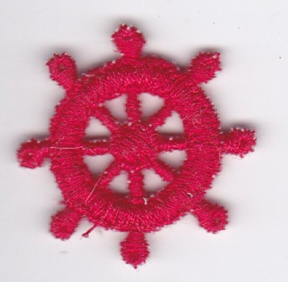 Red Ships Wheel Appliqué 1 1/4 Inch Diameter Satin Stitched | Etsy