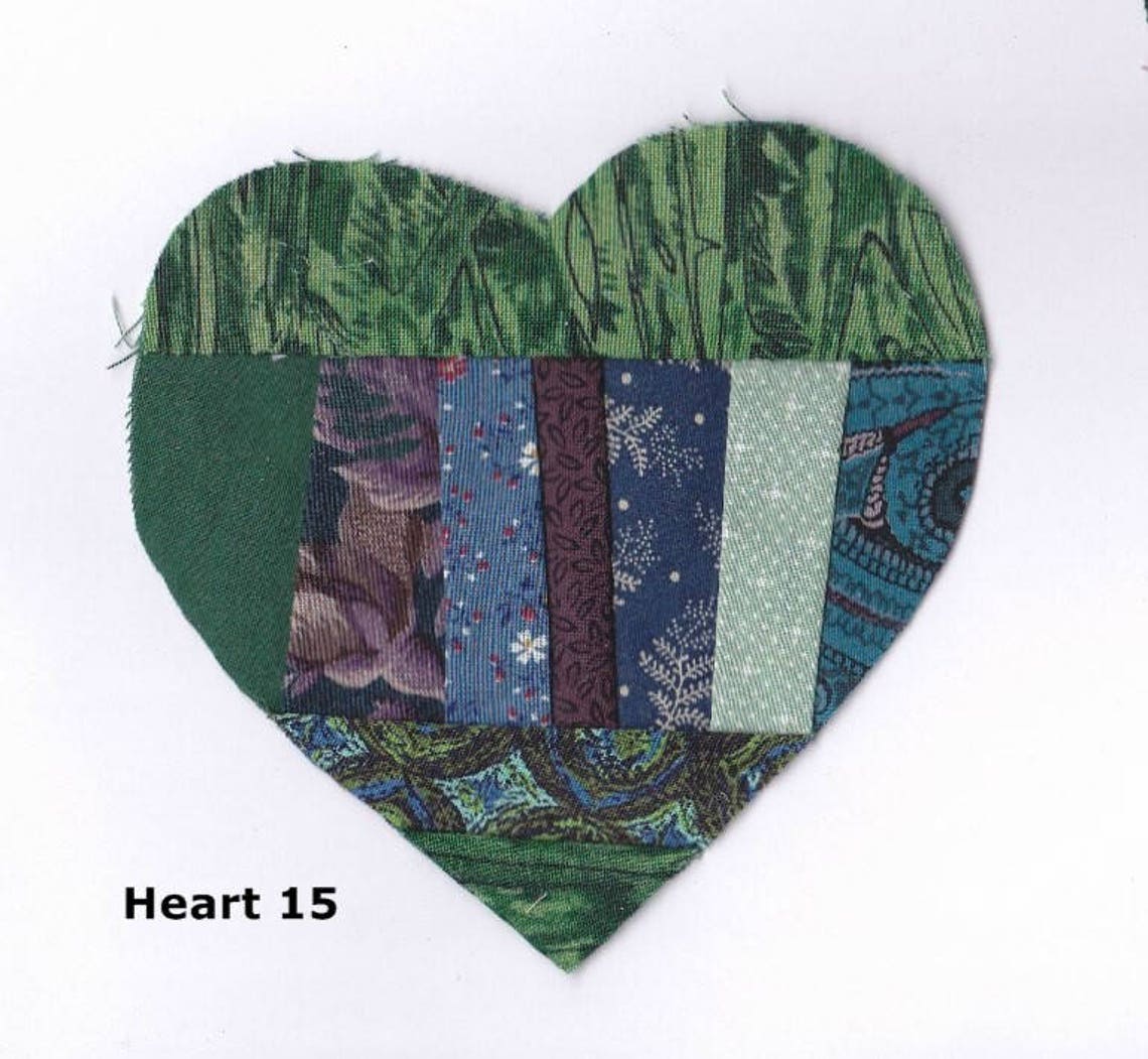 One Paper Pieced Crazy Quilt Heart Appliqué 4 1/2 | Etsy