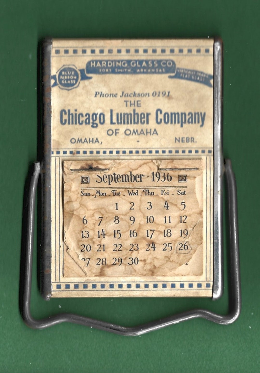 Vintage 1936 Desk Calendar Advertising the Chicago Lumber Company Omaha ...