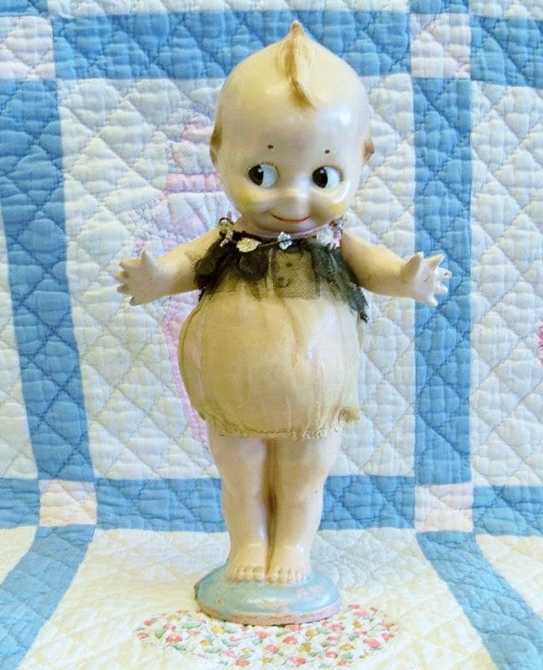 Vintage Original Rose O'neill 12 1/2 Composition Kewpie Doll on Base ...