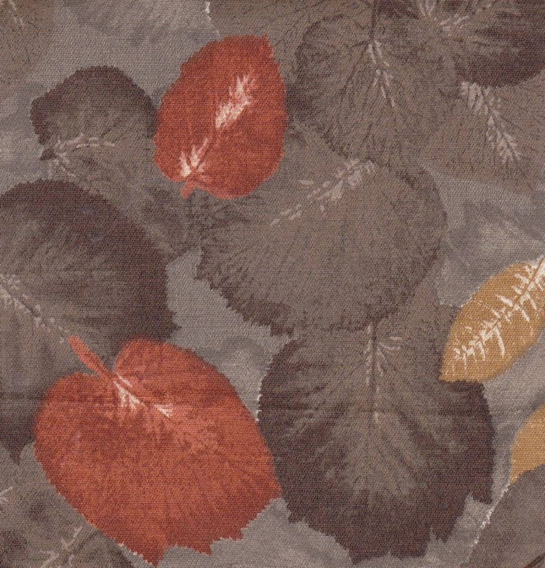 Olive Green Rust Gold Leaves on Grey Background Cotton - Etsy