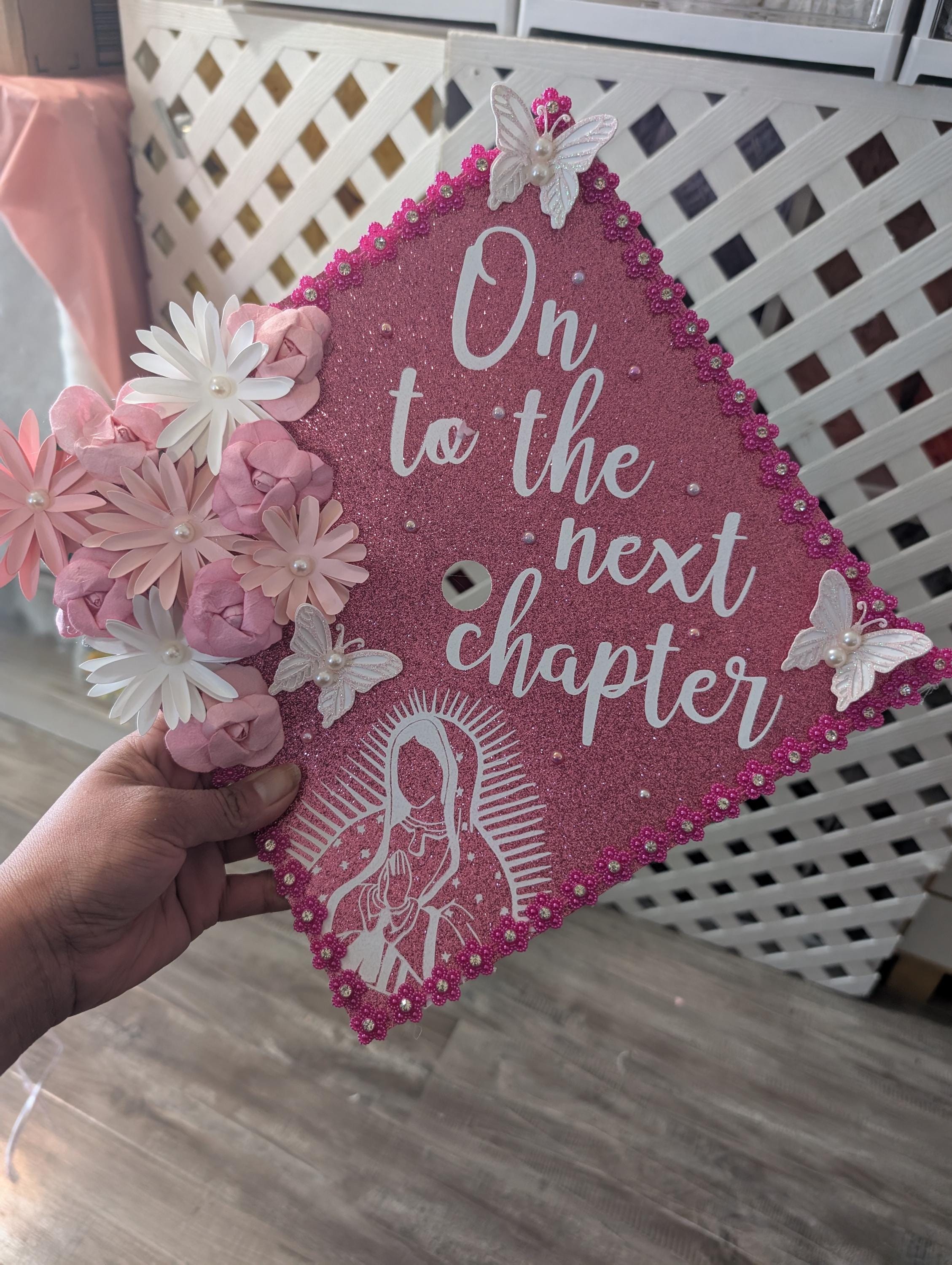 Hot Pink Virgin De Guadalupe Graduation Cap Topper - Etsy