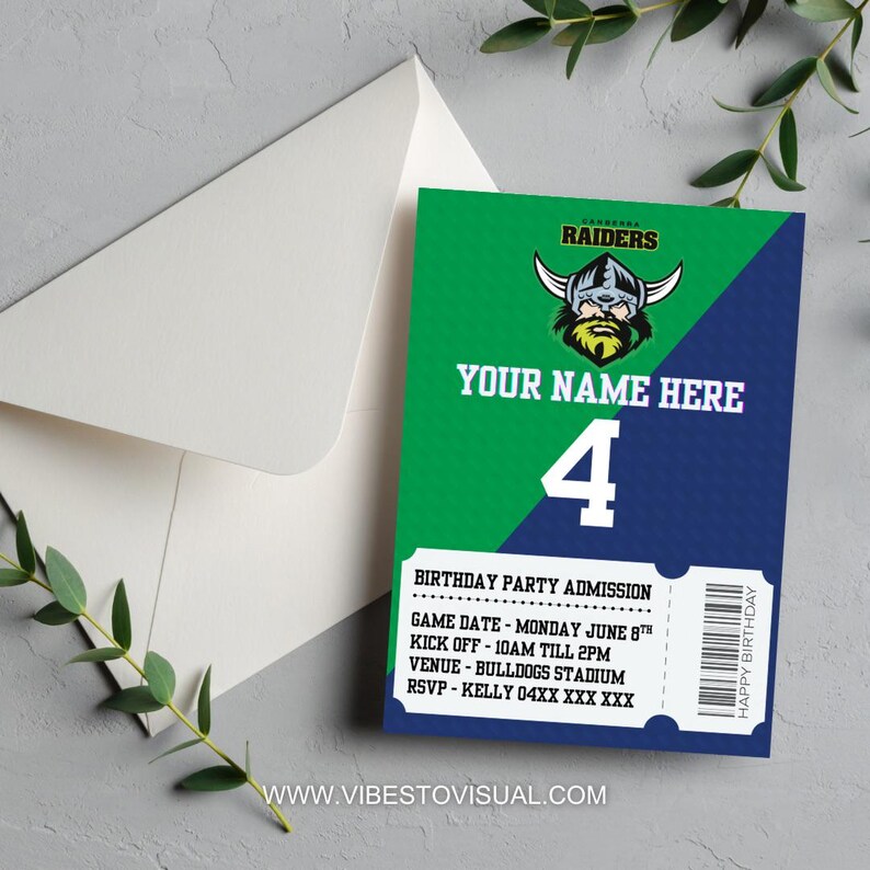NRL Birthday Invite | Canva Template | Editable Kids Party | Footy ...