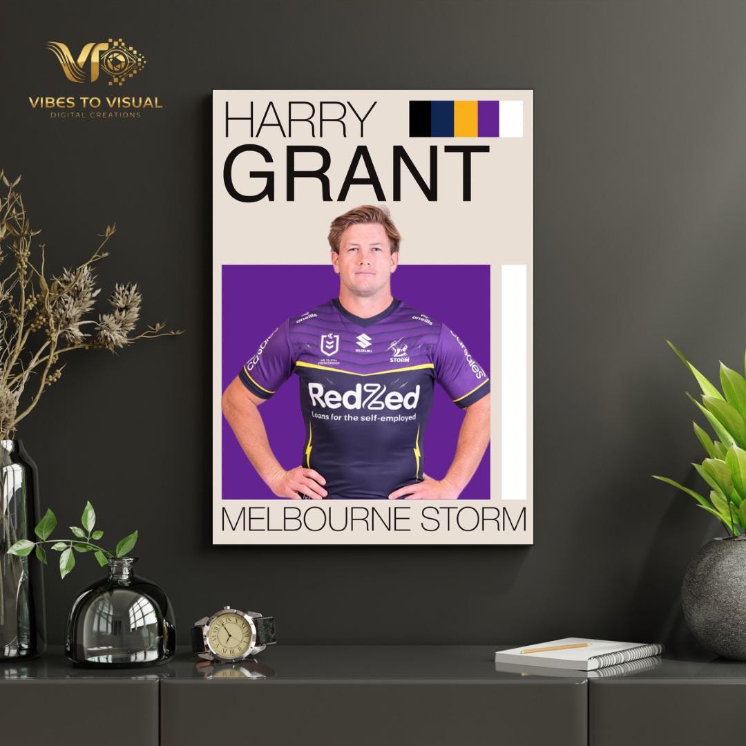 Harry Grant | Melbourne Storm | Minimalist Retro Art | NRL Fan Cave ...