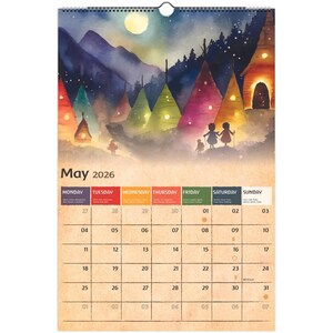 Waldorf Steiner Inspired School Monthly Wall Calendar 2025-2026 Printed ...