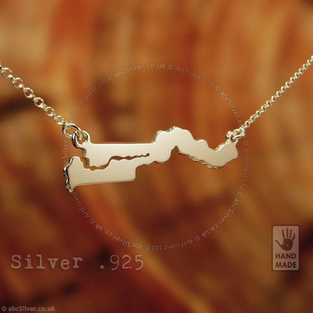 Gambia Africa Map Banjul, Sterling Silver .925 Chain & Thick Solid ...