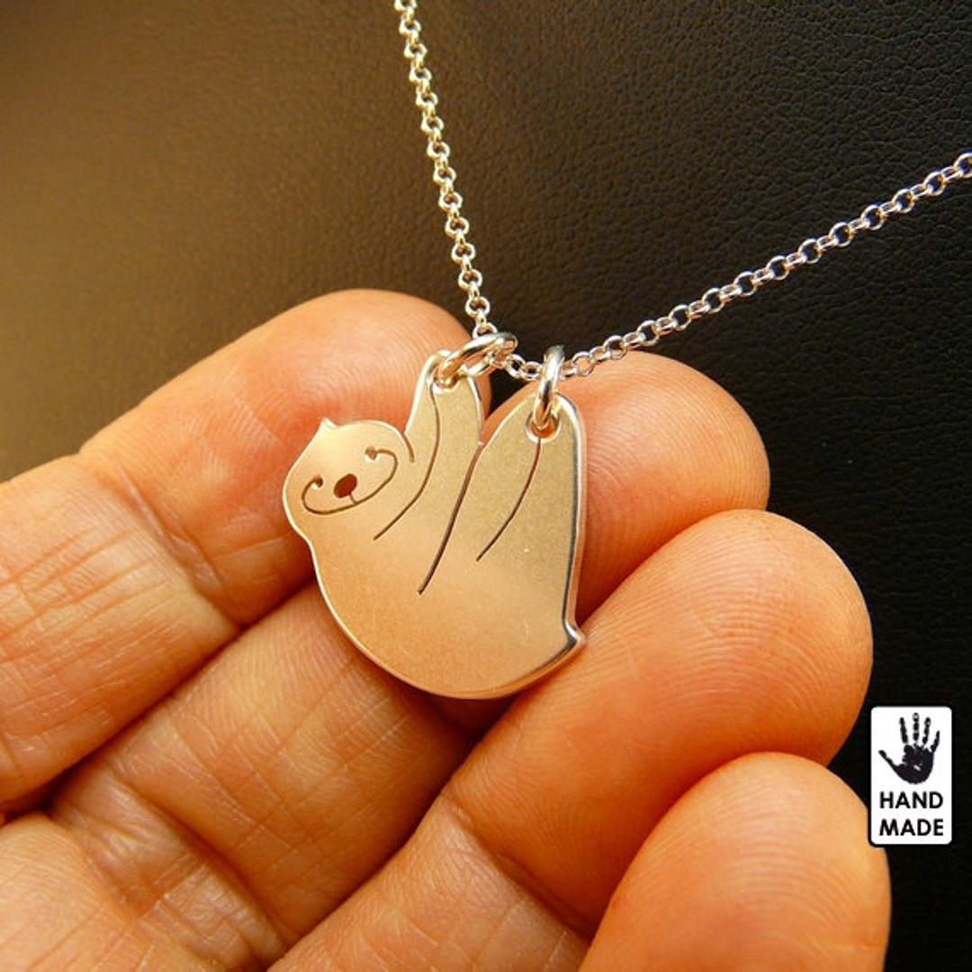 Happy Sloth Handmade Sterling Silver .925 Necklace Perfect Gift - Etsy