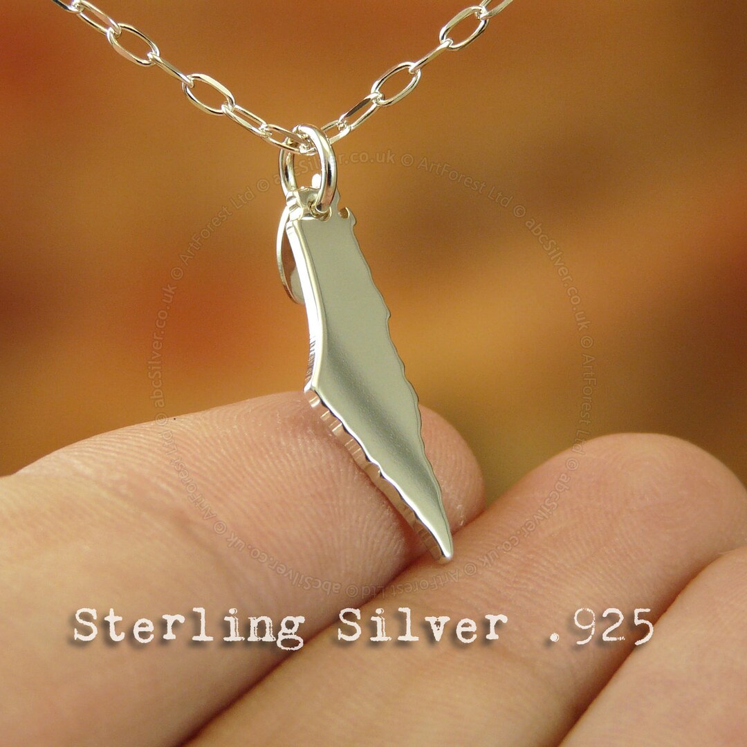 Palestine Map 1946 Handmade Sterling Silver .925 Necklace Perfect Gift ...