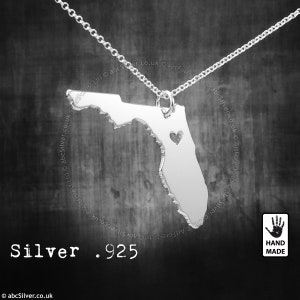 FLORIDA Map Handmade Personalized Sterling Silver .925 Necklace - Etsy