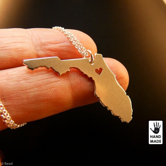 FLORIDA Map Handmade Personalized Sterling Silver .925 | Etsy